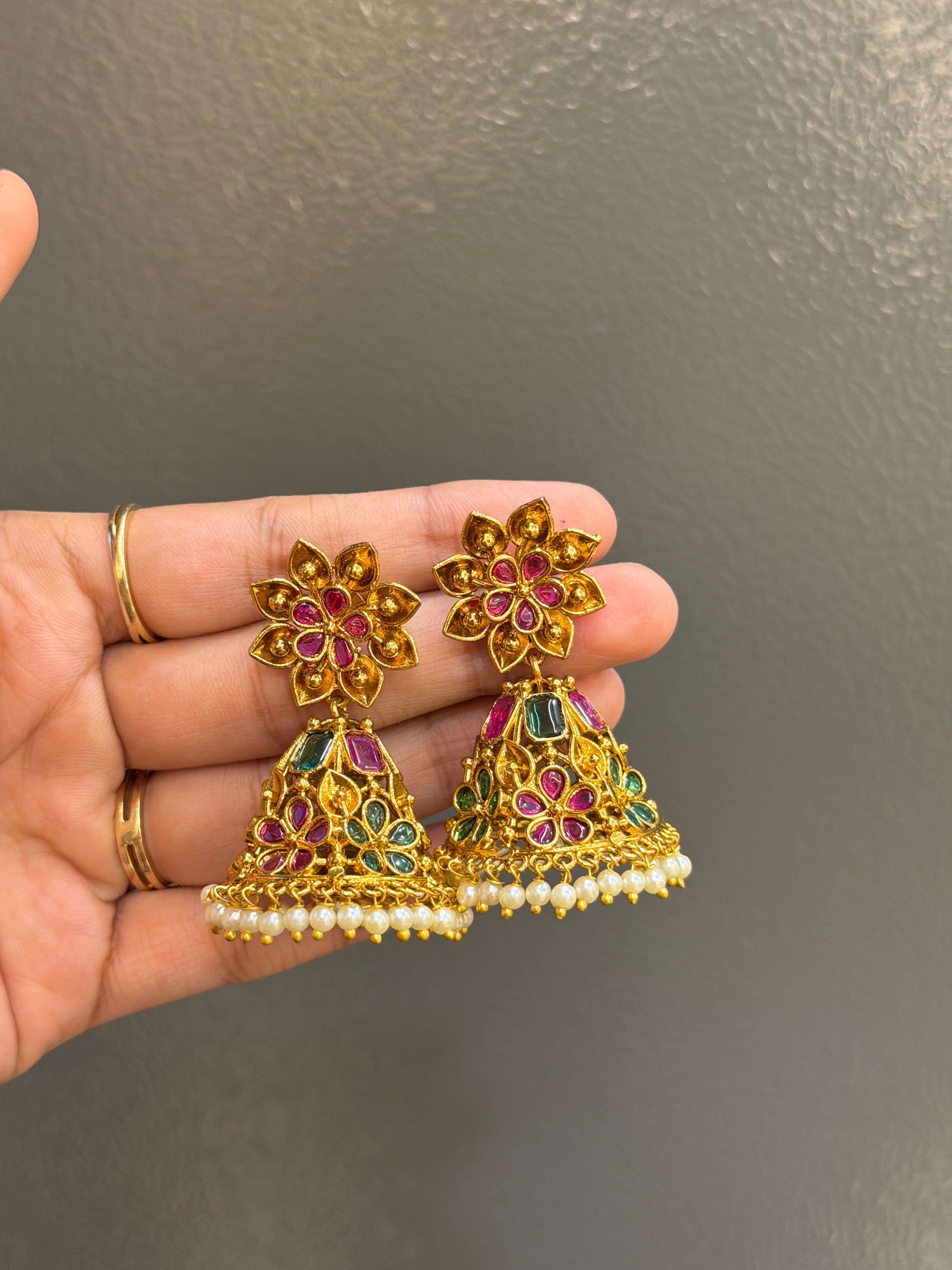 Gold Replica Kemp Flora Jhumkas – Ohbyozy